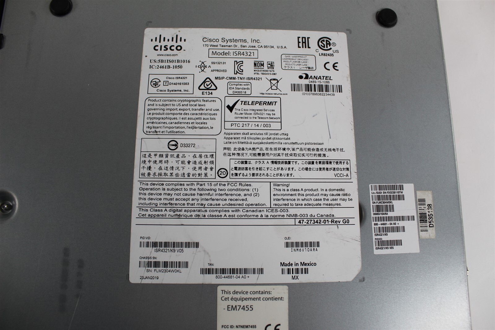 Cisco 4321 ISR Integrated Service Router ISR4321/K9 V05 Rack-Mountable ...