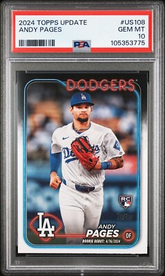 2024 Topps Update Andy Pages RC #US108 – Dodgers Future Star! PSA 10 ...