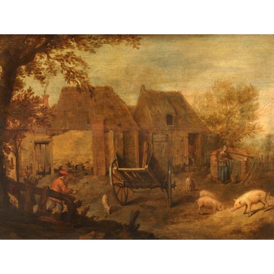 Barnyard Farm Pigs Farmers Cottage Painting Wall Art Canvas Print 18X24 ...