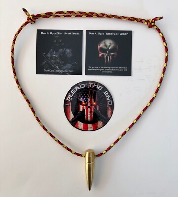 .50 Cal HOG TOOTH Sniper ..Brass ..Paracord ...Necklace ..+ 1 Decal ...