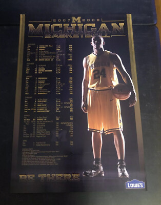 2007-2008 Michigan Wolverines Mens Basketball Schedule Poster | eBay