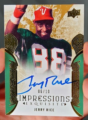 2014 UD EXQUISITE Collection Jerry Rice Auto /10 CLEAN CARD GOAT WR ...