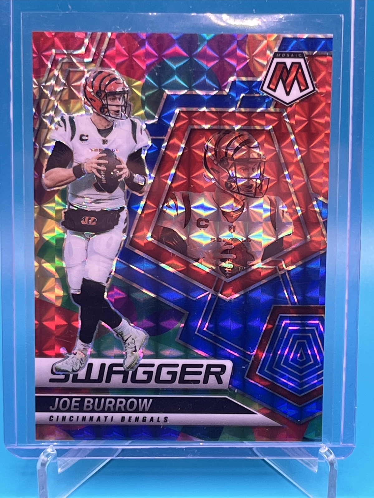 2022 Panini Mosaic Football Joe Burrow Swagger #SW-2 Blue Prizm Bengals ...