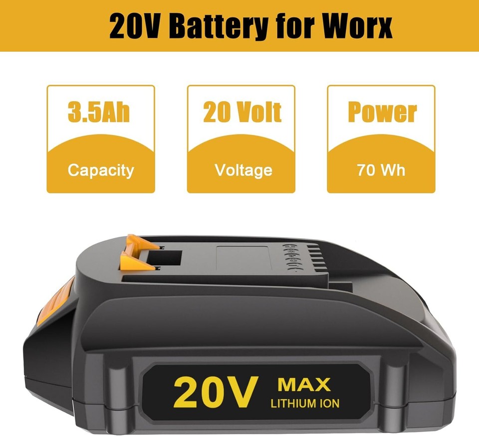 2pack For WORX 20V MAX Extend Lithium Battery 20 Volt WA3520 WA3525 ...