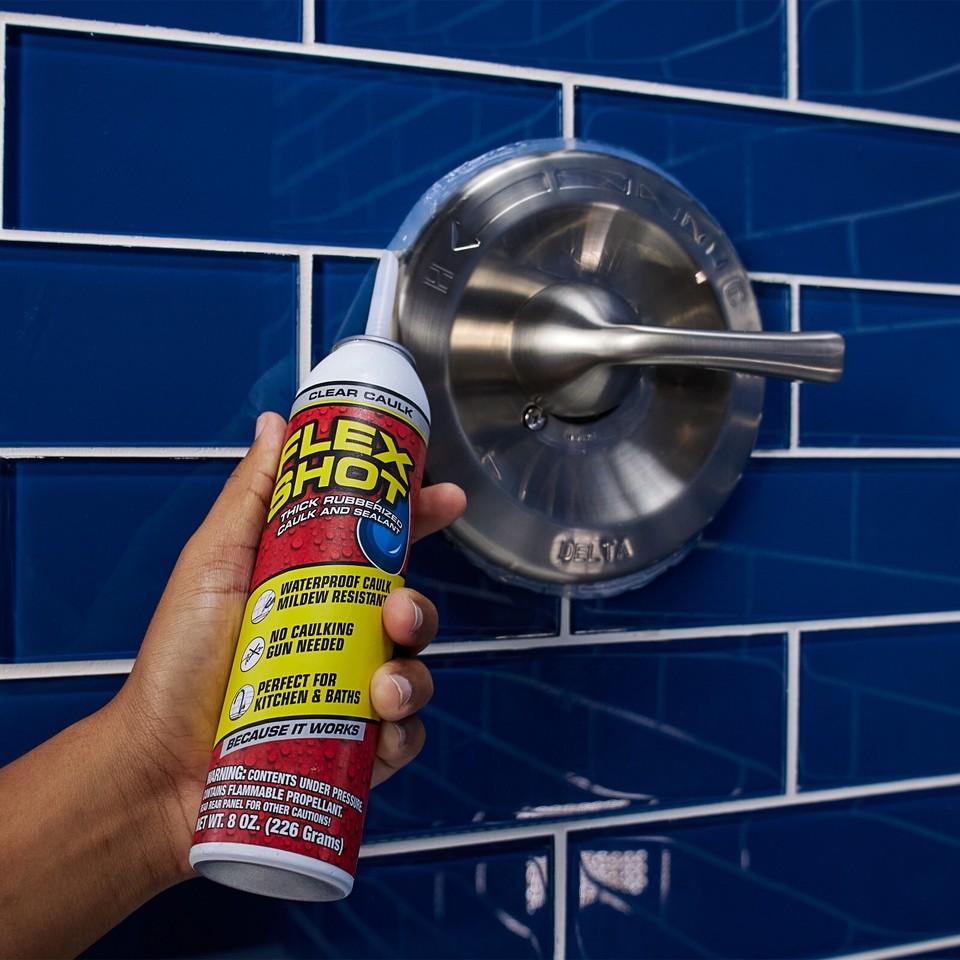 Flex Shot Almond 8-oz. Thick Rubber Adhesive Sealant Caulk Bond Seal ...
