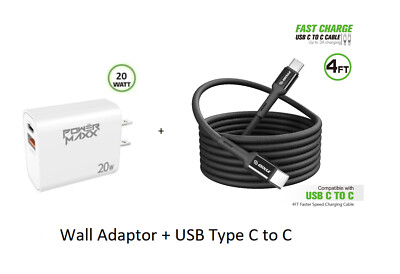 20W Wall Charger +4FT Braided TYPE C to C USB For Nokia C100 N152DL | eBay