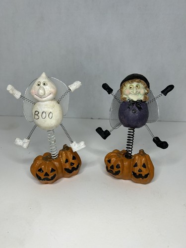 Witch And Ghost Pumpkin Bobbles Halloween Decor Bobble Heads ...