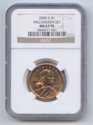 2000-D Sacagawea Dollar from Millennium Set, NGC MS-67 PL, Proof-Like ...