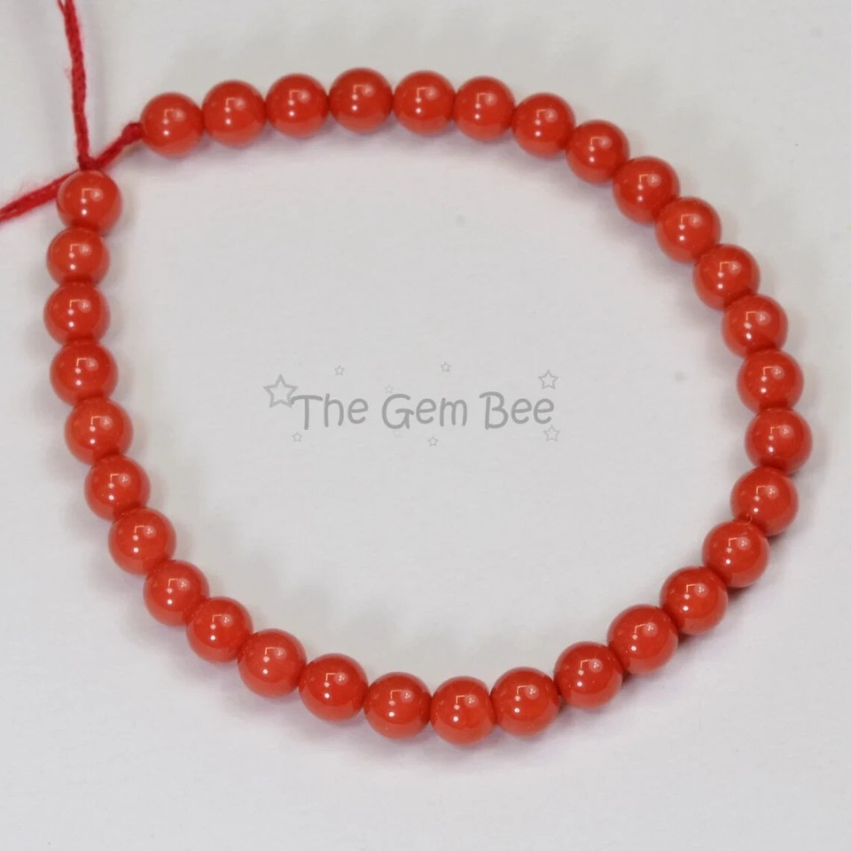 4.5mm Undyed Mediterranean Sardinia Red Coral Round Bead 6" strand | eBay