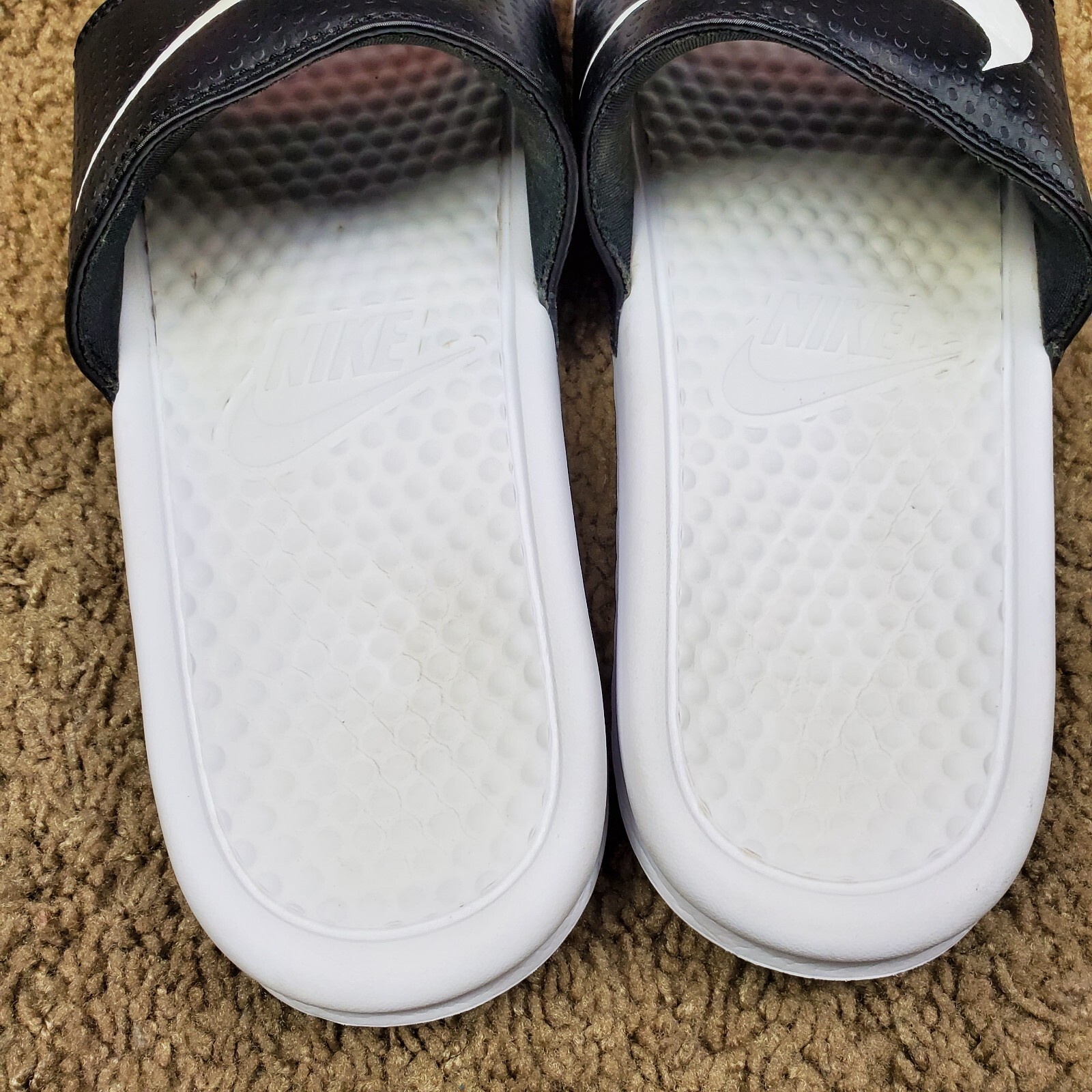 Nike Benassi Swoosh 312432-019 Slip On White Black Sl… - Gem