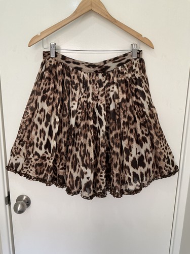 LITTLE JOE WOMAN LEOPARD PRINT SILK CHIFFON LINED GATHERED/ZIPPED SKIRT ...