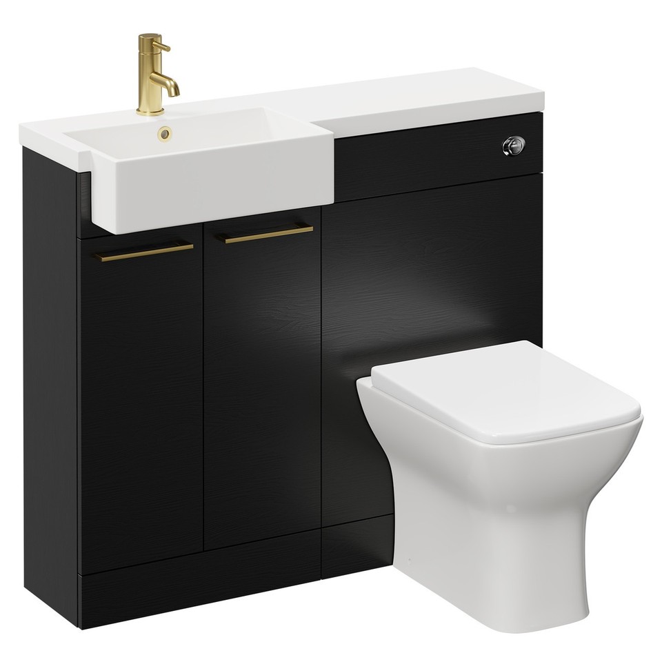 Napoli Combination Nero Oak 1000mm Vanity Unit Toilet Suite with Left ...