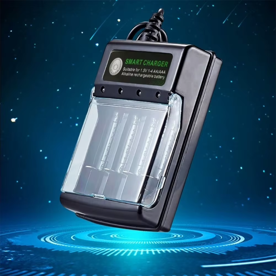 4-Slot Smart Battery Charger AA AAA 1.5V Fast Charger USB Connection ...