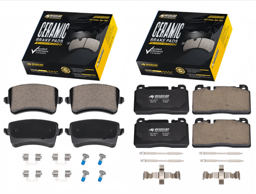Front and Rear Ceramic Brake Pads w/Hardware for 2013-2017 Audi Q5 2.0L ...