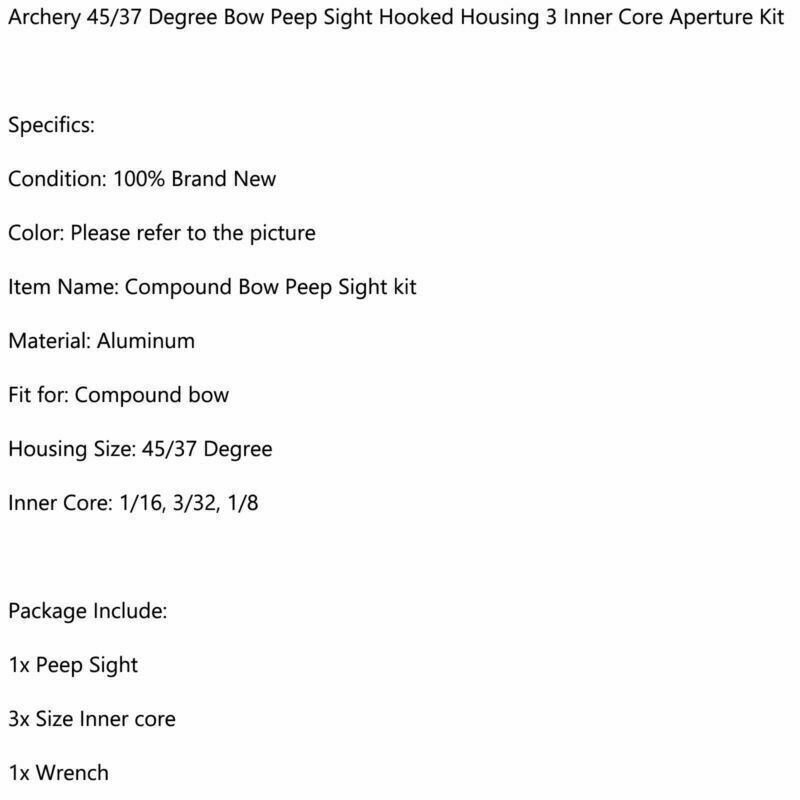 Archery 45/37 Degree Bow Peep Sight Hooked Housing 3 Inner Core ...