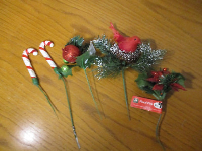 Christmas Craft Picks - Lot of 5 - Candy Canes - Bird - Flower - Apple ...