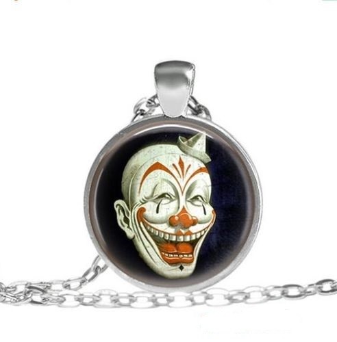 Jewelry Silver 20" Necklace Women Pendant chain CLOWN FACE FUNNY CIRCUS ...