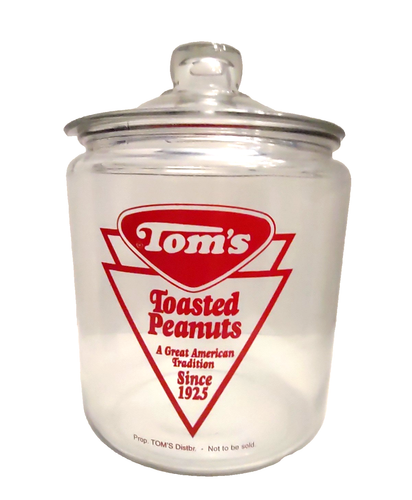 Vintage Tom's Peanut Anniversary Peanut Jar w/Clear Lid Red Letter Tom ...