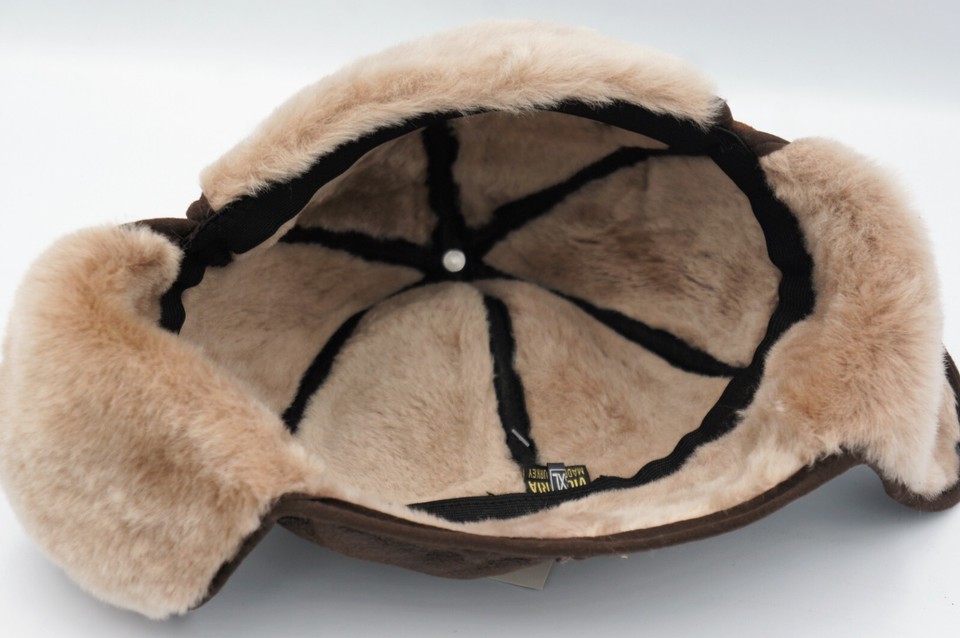 100% Real Sheepskin leather Aviator Trapper Ushanka Hunting Hat S-3X ...