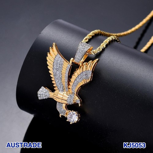Copper with Zircon Eagle Pendant Necklace Jewelry Real Iced out Bling ...
