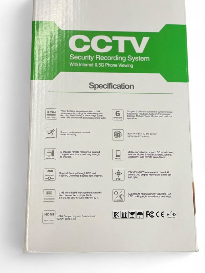 Colour CCTV Camera System HD 1080P 8CH DVR Hard Drive Outdoor Home ...