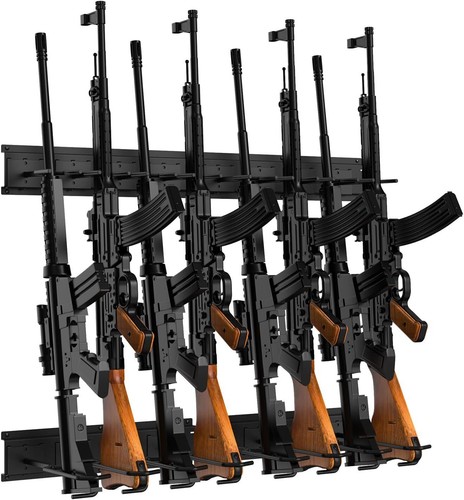 Gun Rack Wall Mounted Indoor Metal Shotgun Rack 8-Slot Vertical Rifle ...