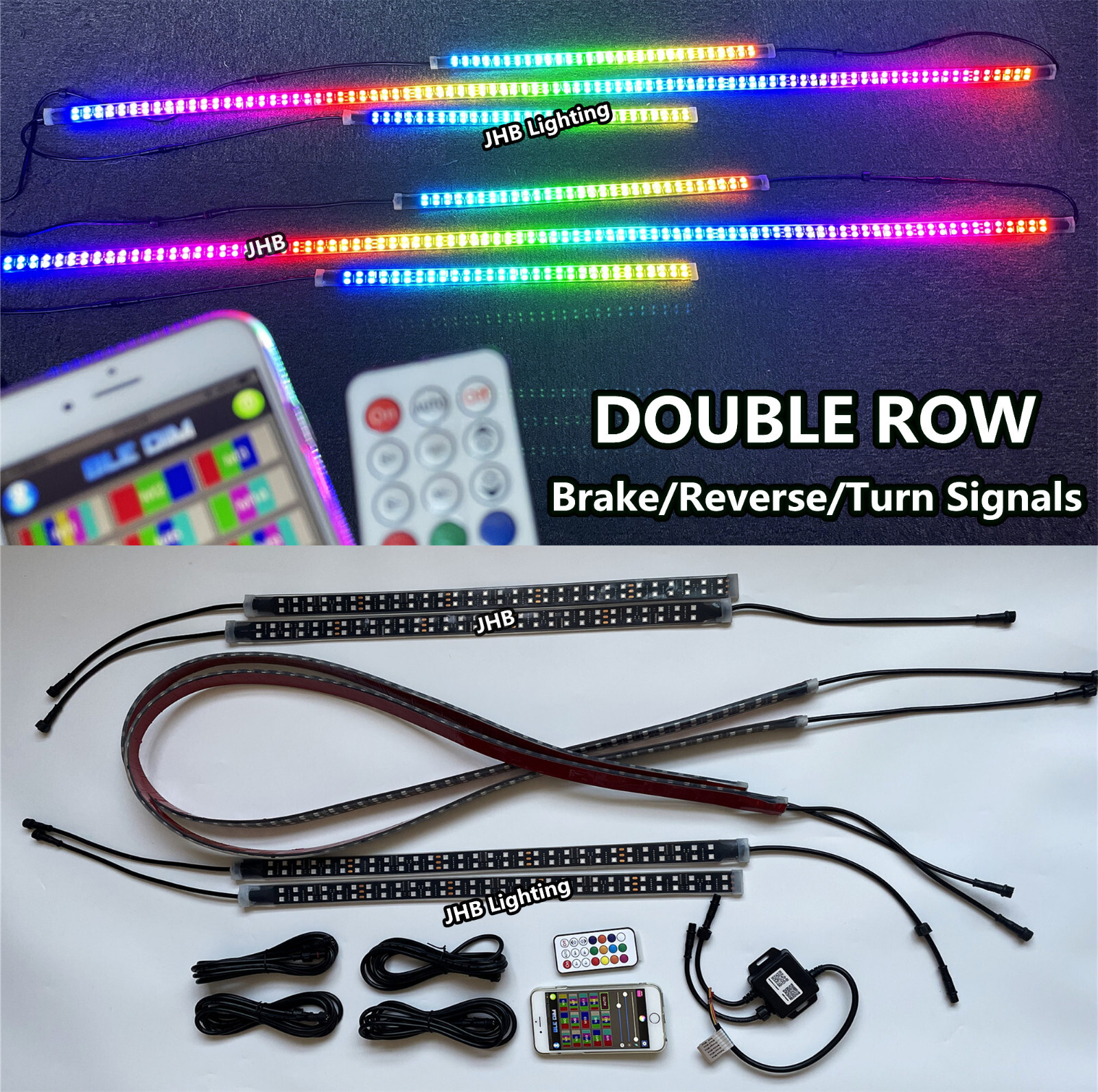 JHB 4x 50CM + 2x 150CM DOUBLE ROW CHASING FLOW LED Truck Underglow ...