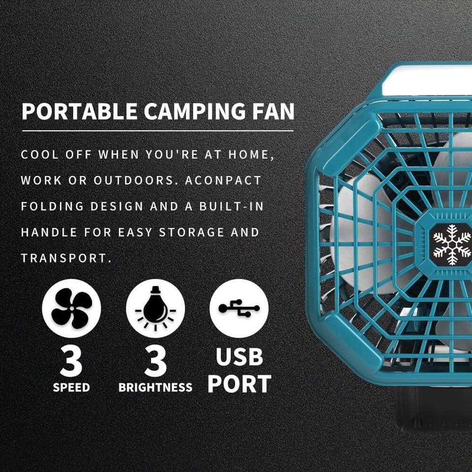 Cordless Portable Camping Fan for Makita 18V Li-ion Battery Fan with ...
