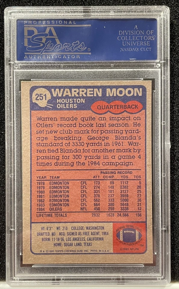1985 Topps #251 Warren Moon Rookie Card PSA 8 NM-MT | eBay