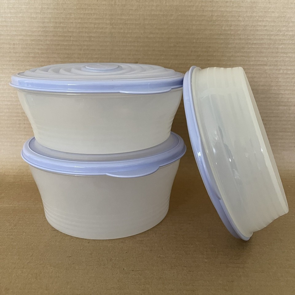 Tupperware Stuffables Bowls - Set of 3 - Large 4, 6, 8 Cup Blue ...