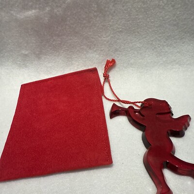 Authentic BACCARAT CRYSTAL Ruby Red Angel Cherub Trumpet Christmas ...