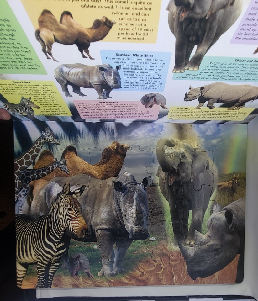 Animal Treasures Large Puzzle Book Endangered Animals Tigers Monkeys ...