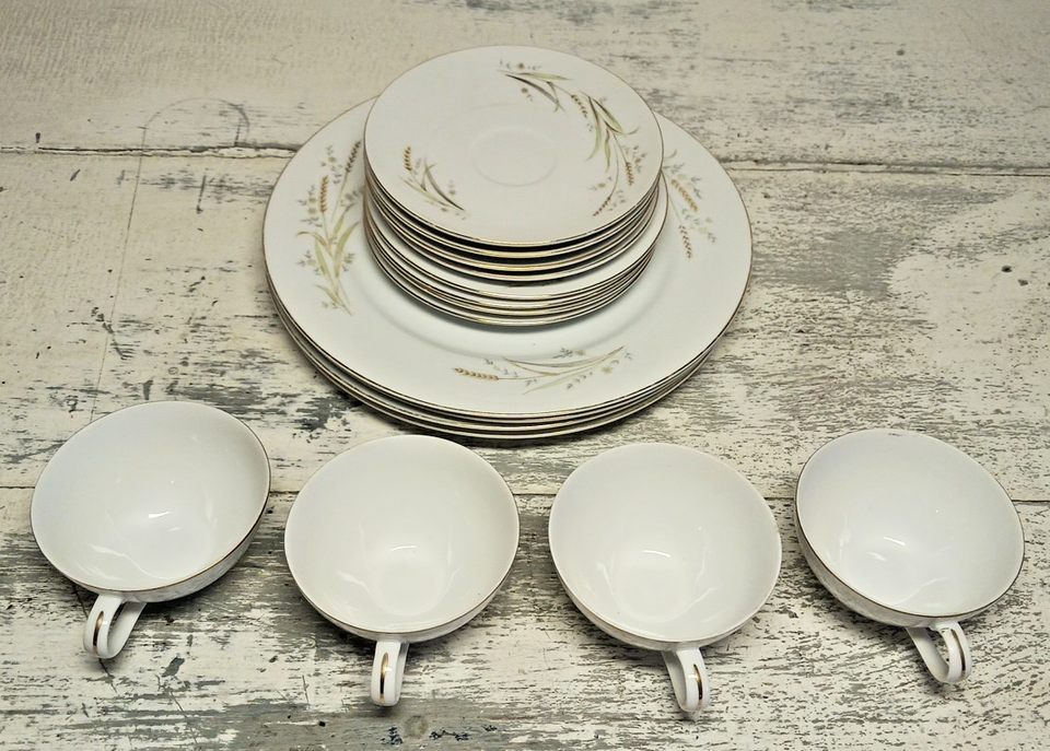 Service for 4 Vintage Golden Harvest Fine China Japan Wheat Pattern 16 ...