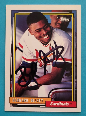 BERNARD GILKEY Hand Signed 1992 Topps #746 St. Louis Cardinals ...