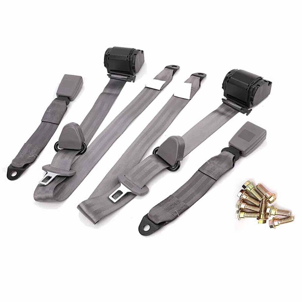 2 Set Retractable 3 Point Harness Car Safety Seat Strap Seat Belt Auto ...