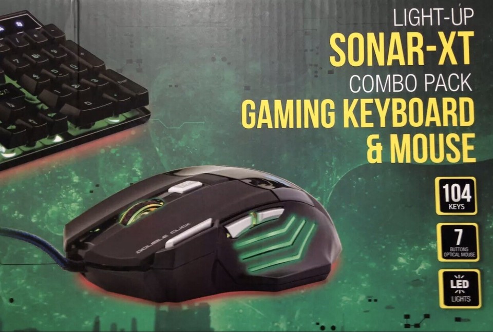 Soundlogic XT LED Light-Up Gaming Keyboard & Mouse Sonar-XT Combo Pack ...