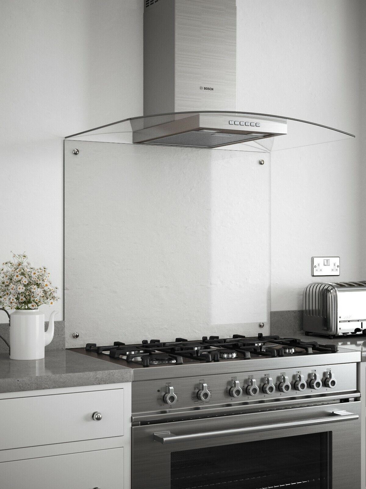 Clear Glass Kitchen Splashback Toughened Heat Resistant Back Panel w ...