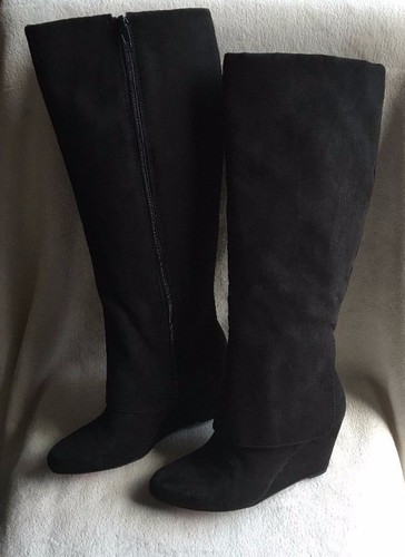 Jessica Simpson Riese tall wedge boots long shaft cuff covers black ...