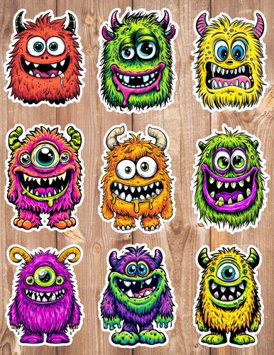 Kooky Monster Die Cut Vinyl Stickers Set Scrapbooking Laptop ...
