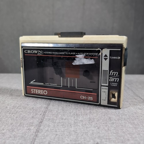 Vintage Crown CH-25 Stereo AM/FM Radio Walkman Cassette Player TESTED ...
