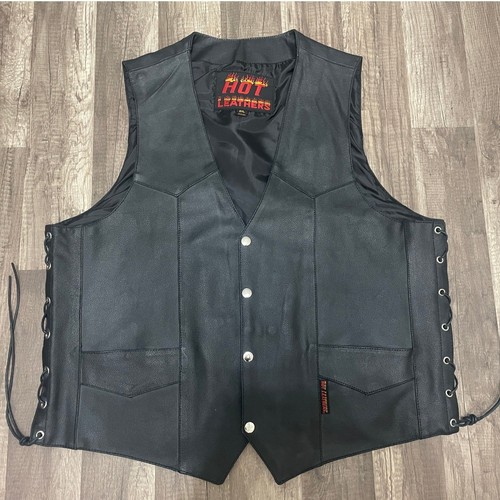 Hot Leathers Side-Laced Biker Vest w/ Concealed Carry Pockets – Size ...