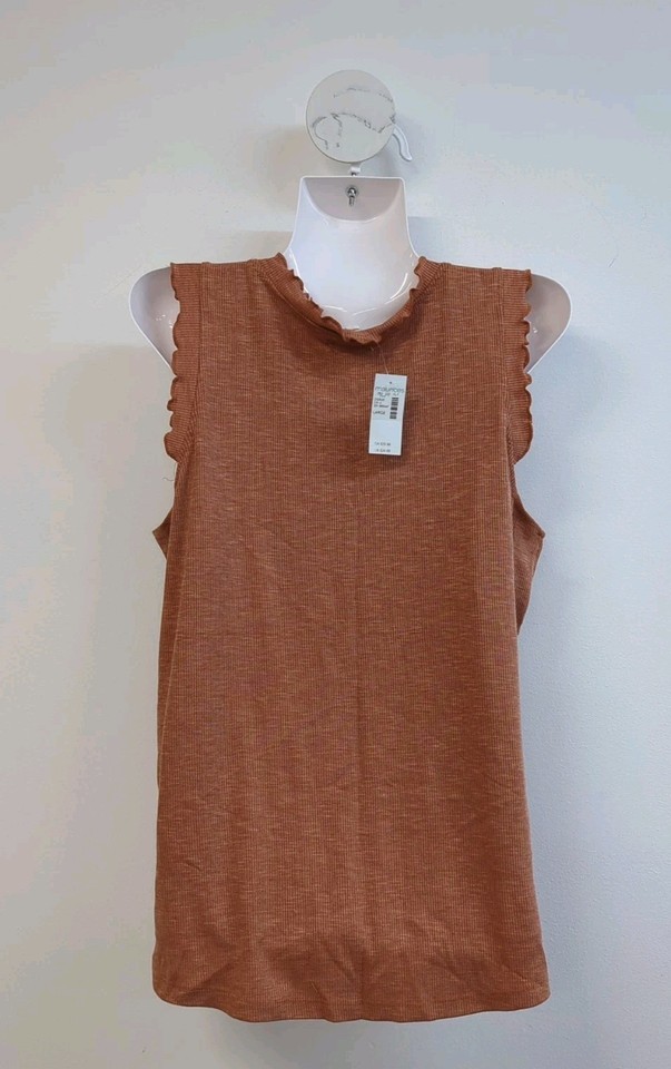 Maurices Ruffle Trim V Neck Tank Top Large Rust Orange | eBay UK