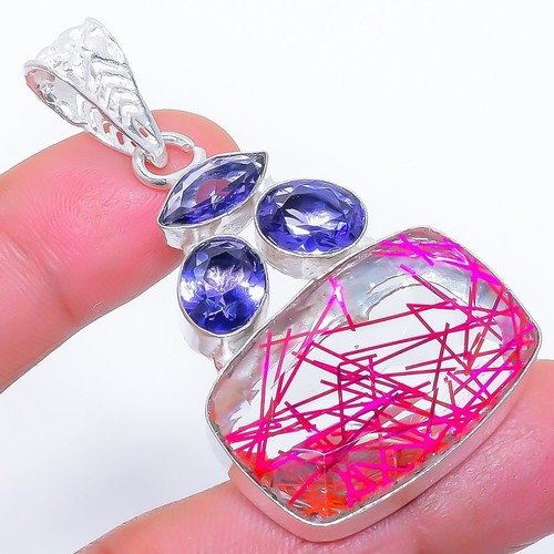 Pink Rutile Quartz, Tanzanite Gemstone 925 Sterling Silver Jewelry ...