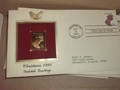 ONE (1) Assorted 22k Gold Plated US Replica Stamp In Original Envelope ...