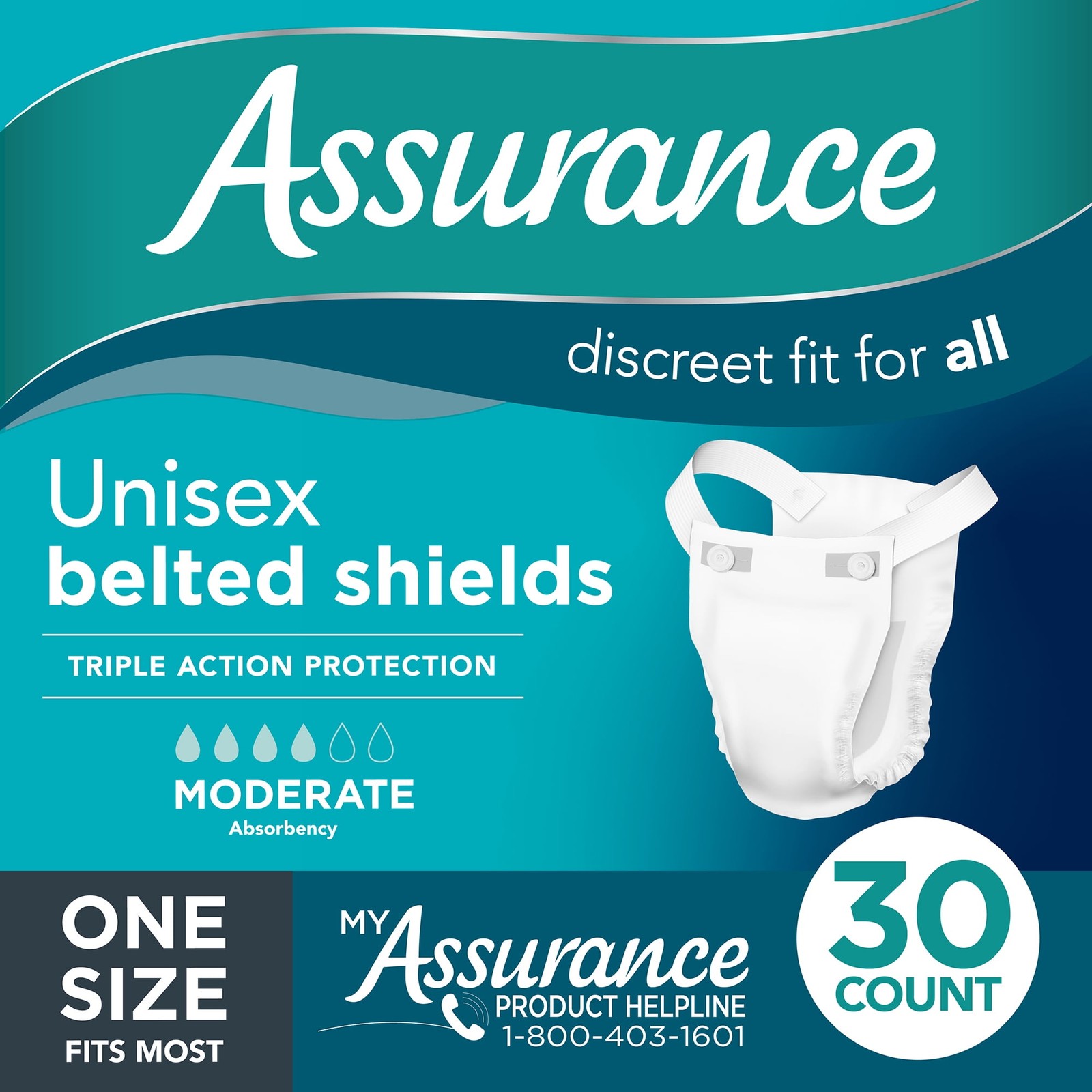 Unisex Incontinence Belted Shields, Moderate Absorbency, One Size Fits ...