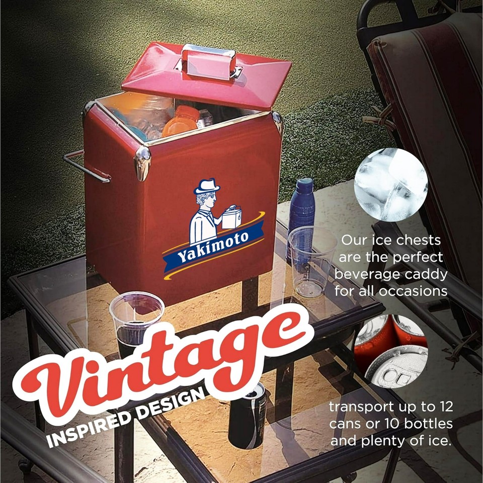Unique Gift for Men Yakimoto Retro Metal Cooler 13L - Vintage Style BBQ ...