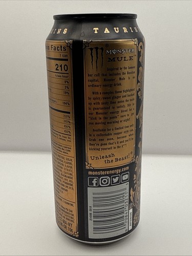 Empty 2019 Monster Energy Drink MULE GINGER BREW Discontinued 16oz CAN ...
