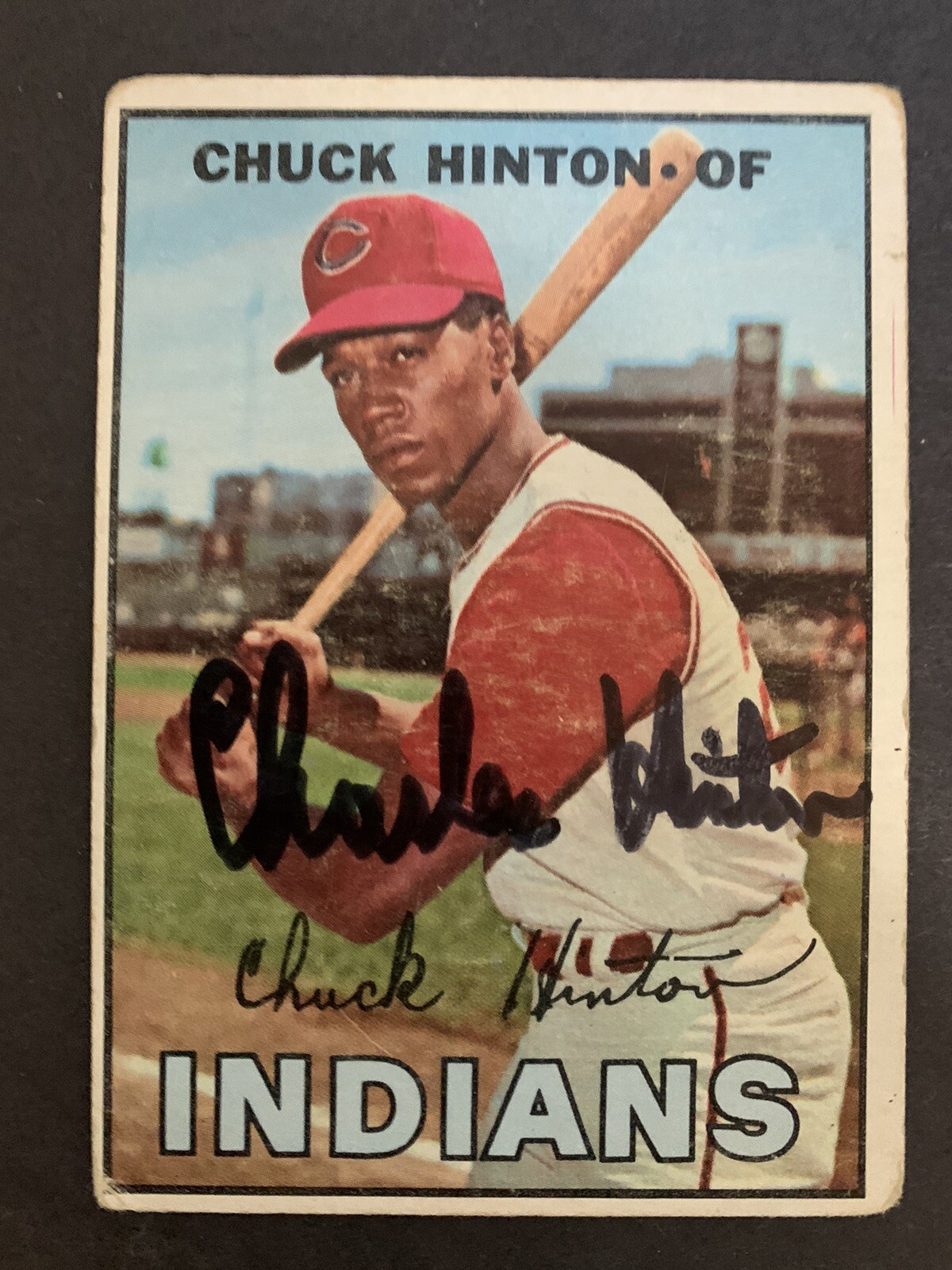 Chuck Hinton (d.2013) Indians 1967 Topps #189 Senators Signed Autograph ...