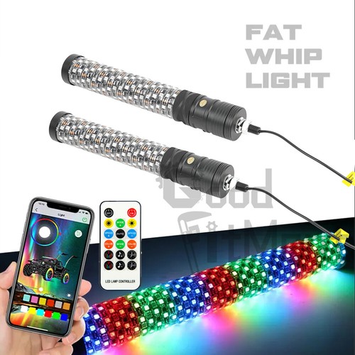 2x Fat Whips 1.8'' Thick LED Whip Spiral Chasing RGB Whip Lights 1FT ...
