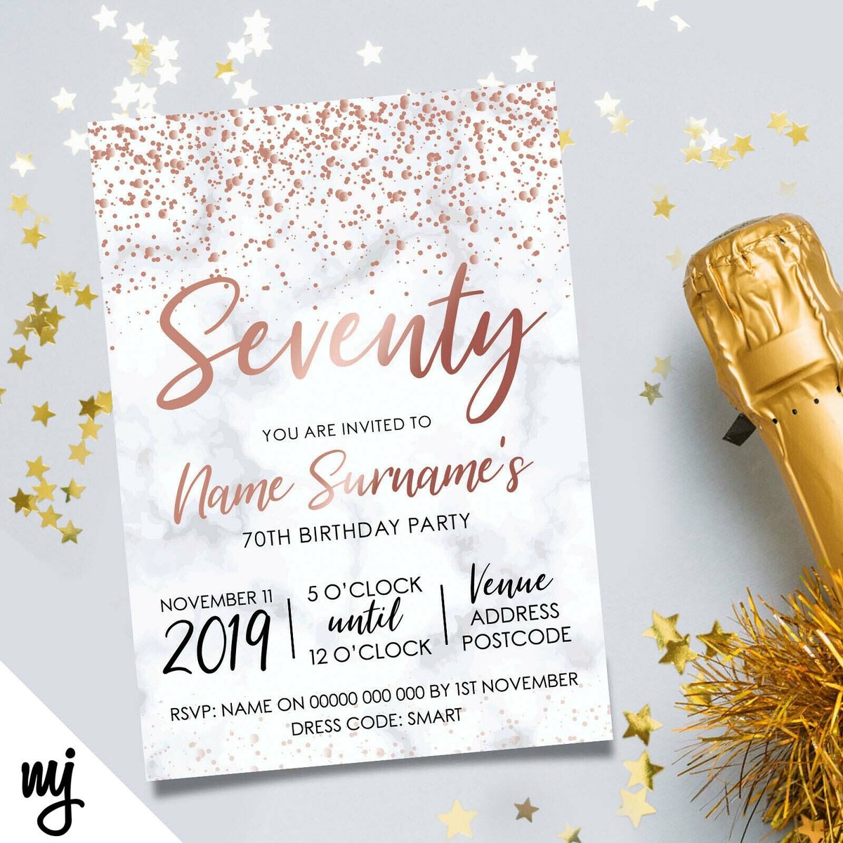 70th Birthday Invitation Verses Fall Greenery Pumpkin 70th Birthday